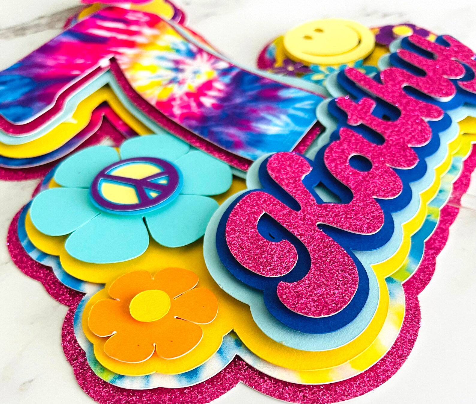 Retro Cake Topper Tie Dye Cake Topper Groovy Party Topper - Etsy