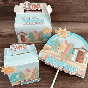 Retro Surfer Favor Box – “the Big One” or Beach Theme Party Favors (set ...