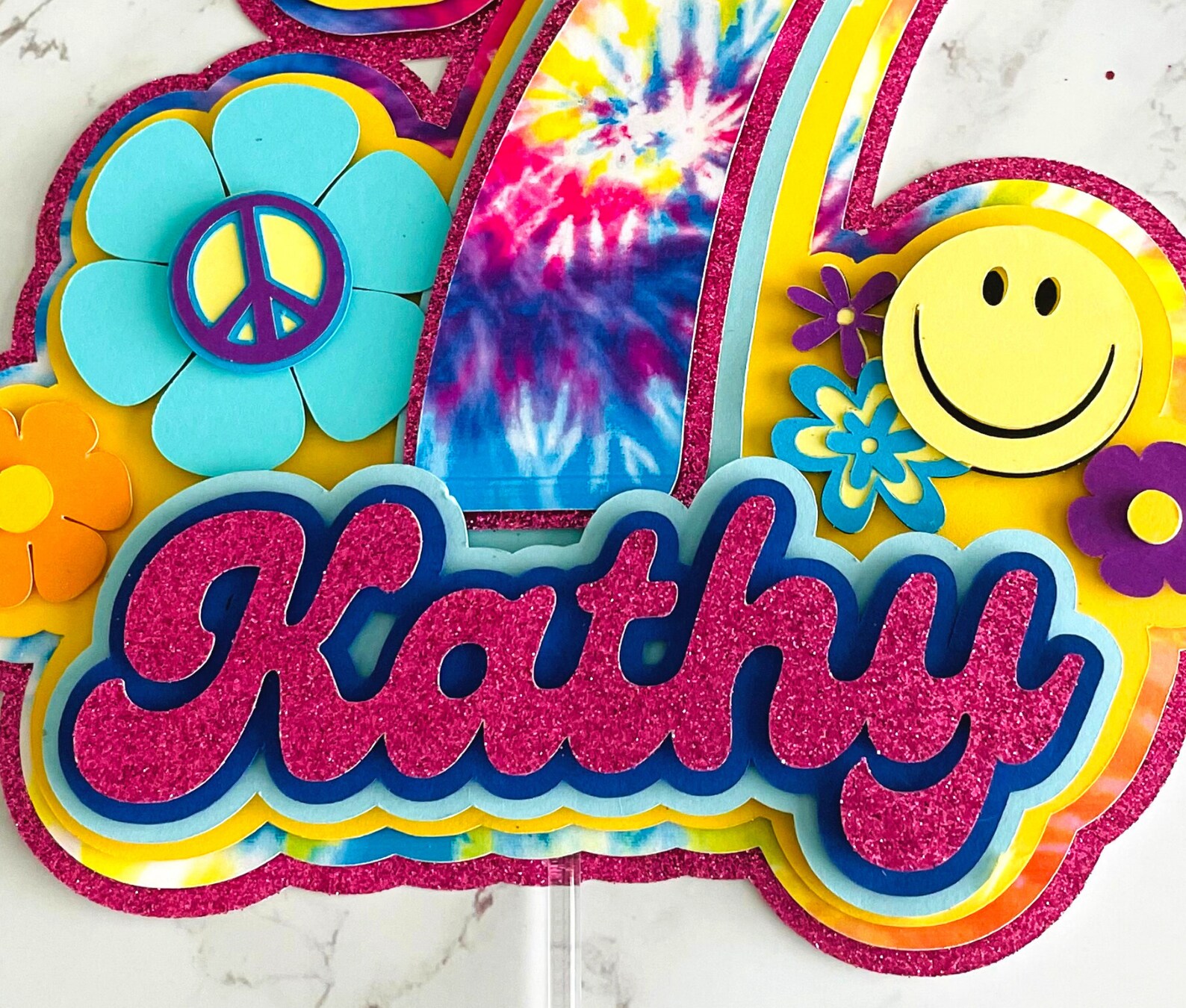 Retro Cake Topper Tie Dye Cake Topper Groovy Party Topper - Etsy