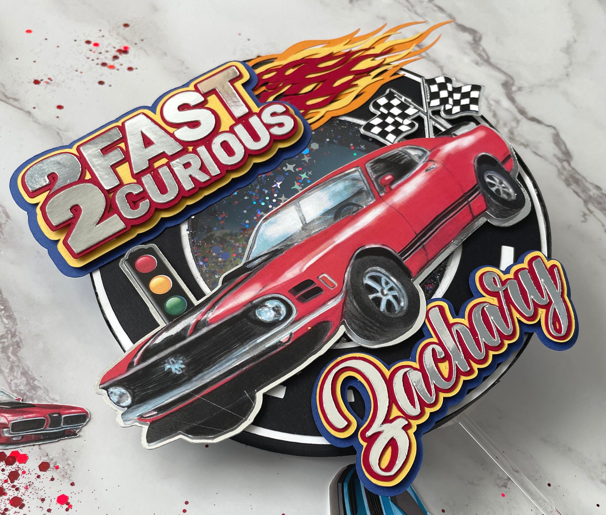 TWO FAST CAKE Topper, With Lights, Two Fast, Two Curious Cake Topper ...