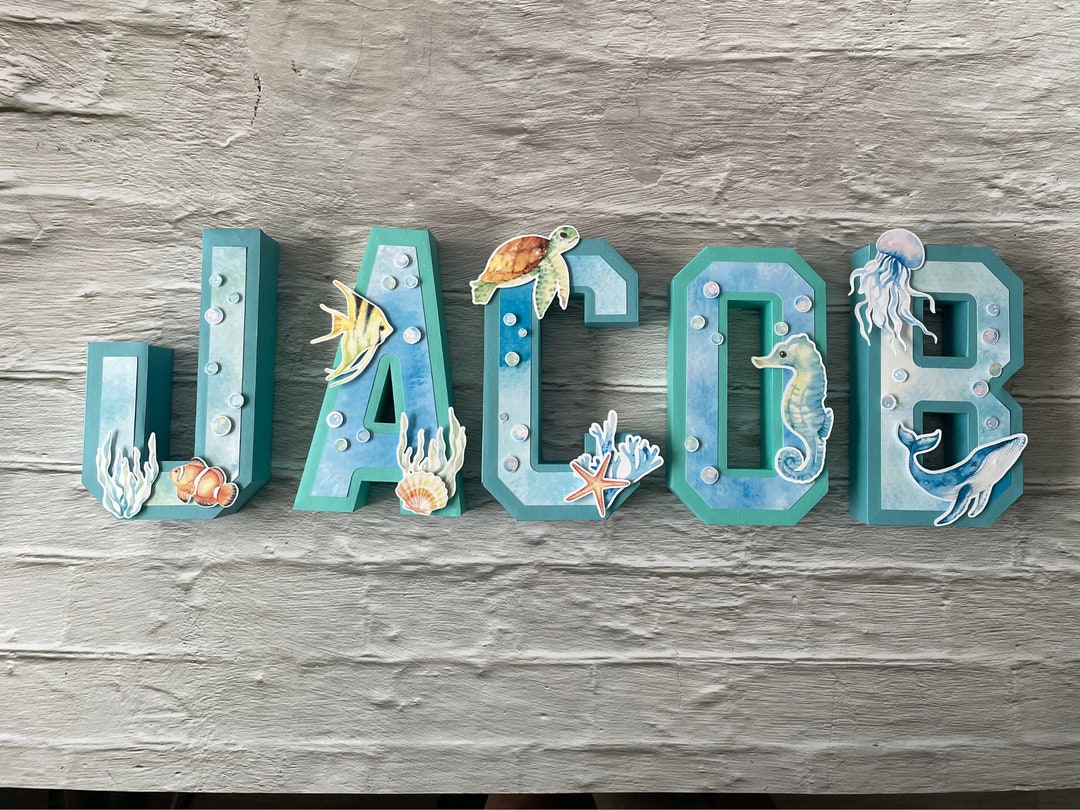 Under the Sea 3D Letters, Safari Baby 3D Letters 7" Quality Cardstock ...