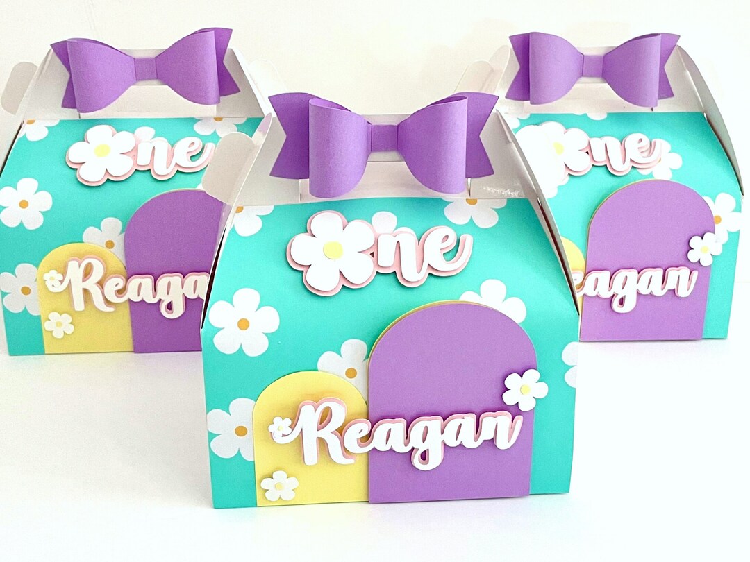 Groovy Floral Peace Personalized Goodie Box, Boho Gable Birthday Favor ...
