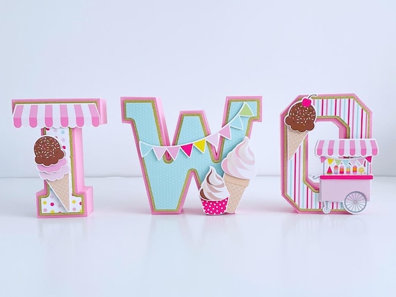 Ice Cream 3D Letters Ice Cream Letters Ice Cream Birthday - Etsy