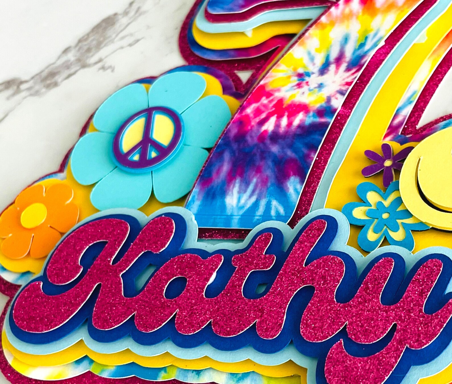 Retro Cake Topper Tie Dye Cake Topper Groovy Party Topper - Etsy