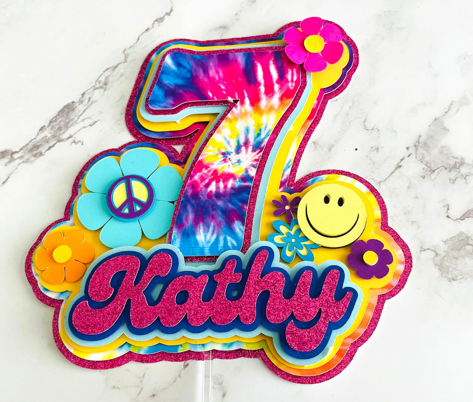 Retro Cake Topper Tie Dye Cake Topper Groovy Party Topper - Etsy