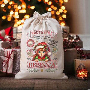 Personalized Elf Bag, Personalized Santa Sack, Christmas Gift Bag ...