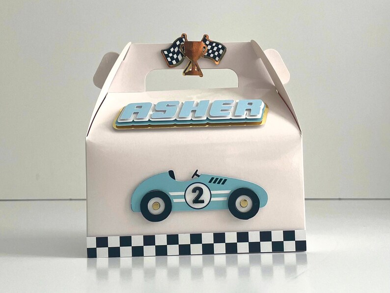 Personalized Race Car Goodie Box – Gable Party Favor – Set of 6 – Add ...