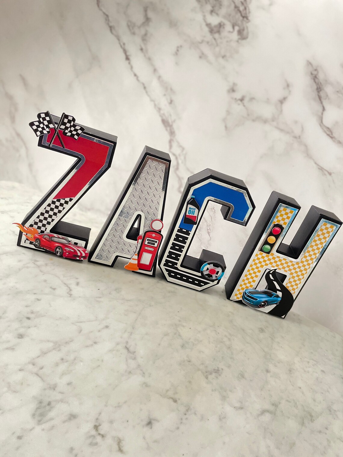Race Car 3D Letters 7 Made of Quality Cardstock Made - Etsy