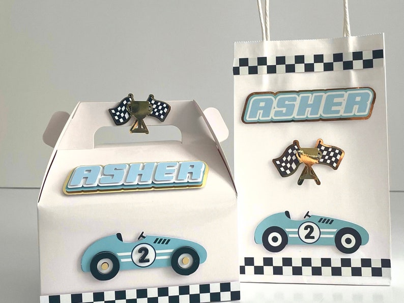 Personalized Race Car Goodie Box – Gable Party Favor – Set of 6 – Add ...