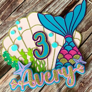 Mermaid Cake Topper, Name Cake Topper, Under the Sea Cake Topper, Sea ...