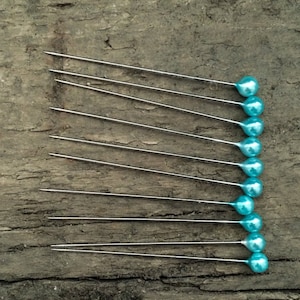 Blue Ball Point Pins Corsage Pins Blue Sewing Pins 5cm Long Turquoise ...