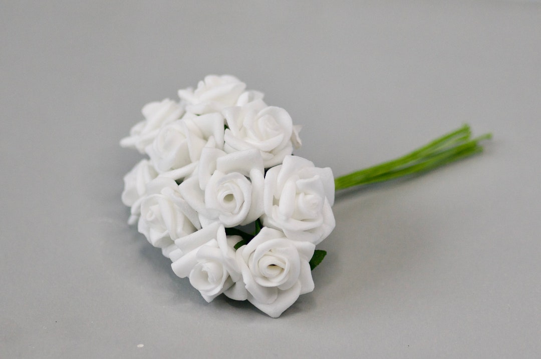 White Foam Roses 2cm Artificial Roses, White Wedding Flowers Fake Roses ...
