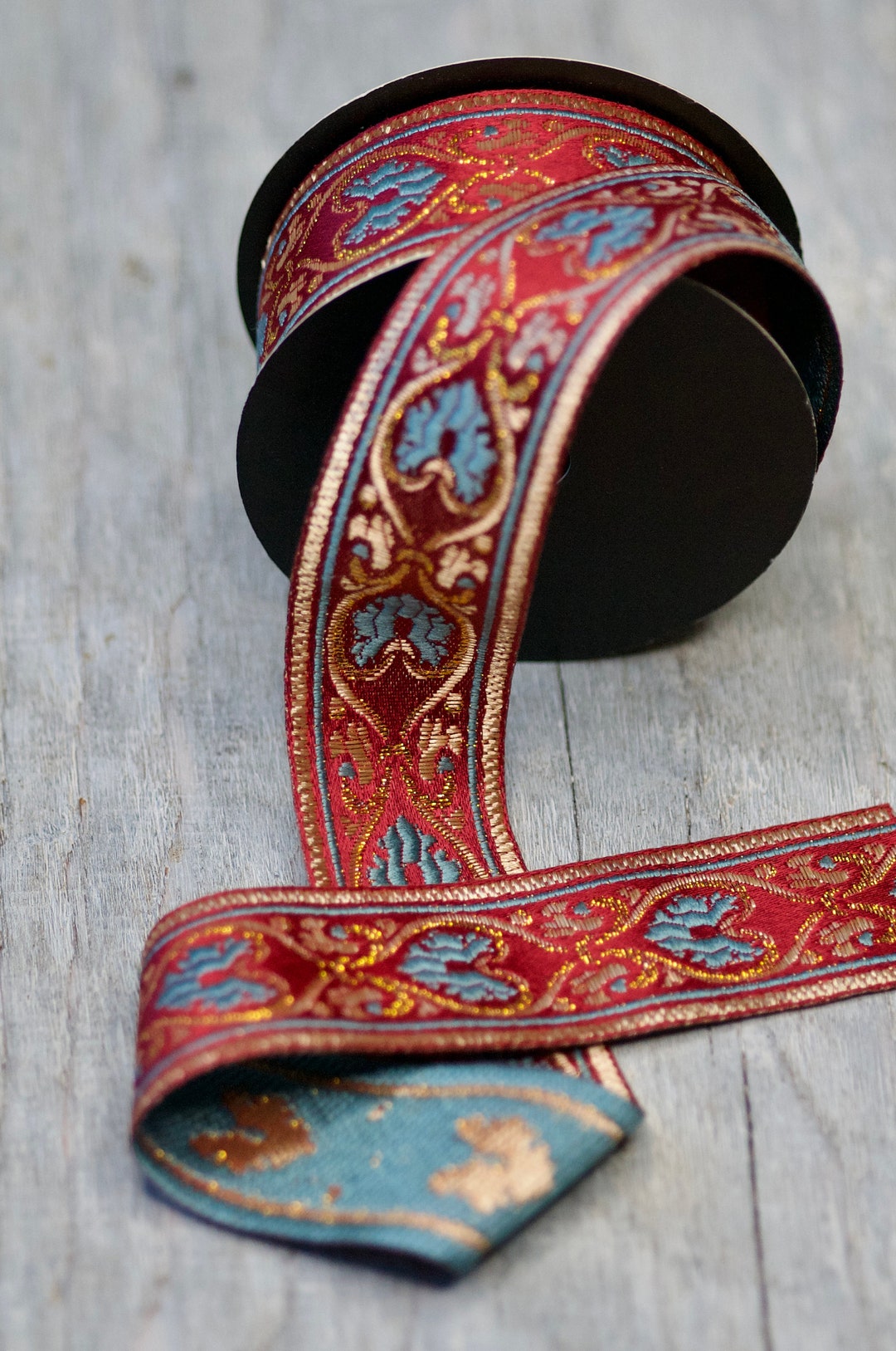 Red and Gold Christmas Ribbon, Woven Ribbon 3cm Wide 4m Long, Beautiful ...