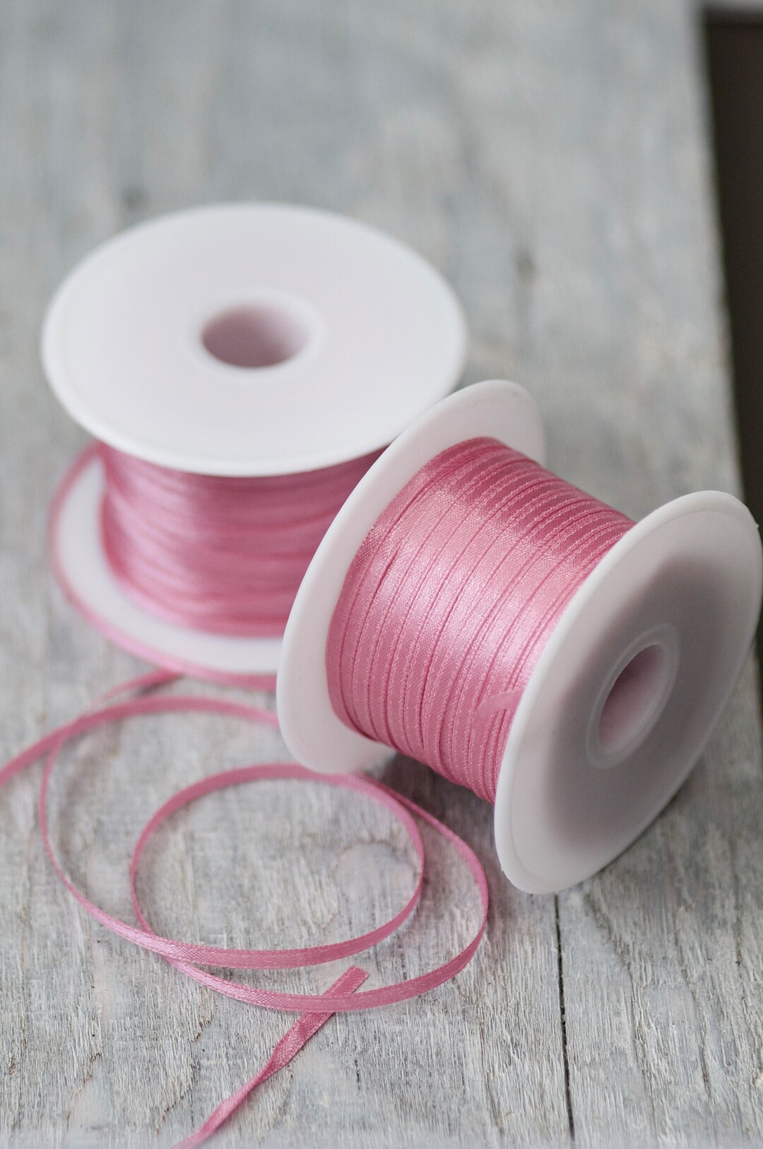 Wild Rose Pink Ribbon 3mm Satin Ribbon 100 Yard Skinny Craft Ribbon ...