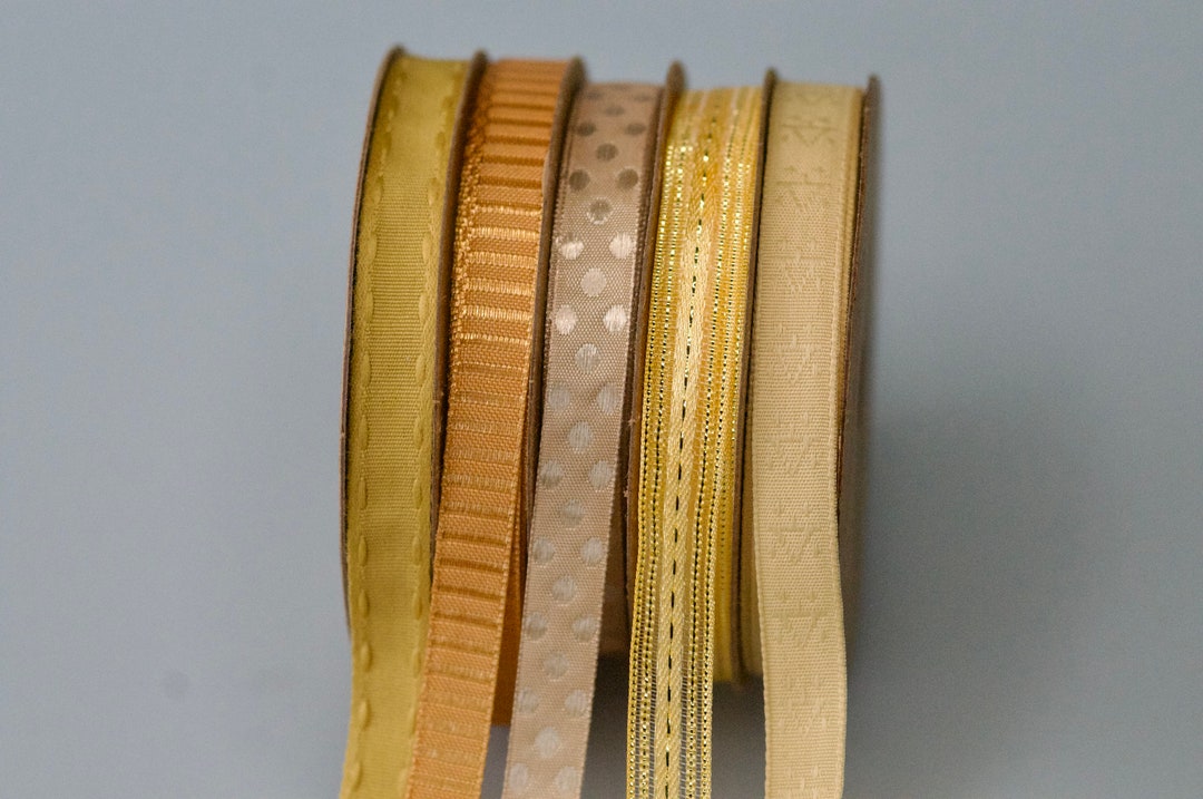 Gold Decorative Ribbon Set of 5 Summer Ribbons, Florist Ribbons ...