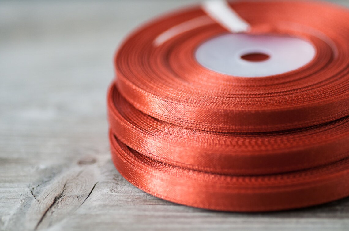 6mm Satin Ribbon Brick Thin Ribbon 35yard Decorative Craft | Etsy