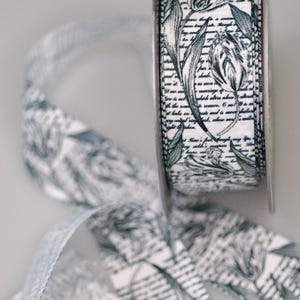 Grey Flower Tulip Printed Ribbon 3.5cmx10m, Fall Decorative Ribbon ...