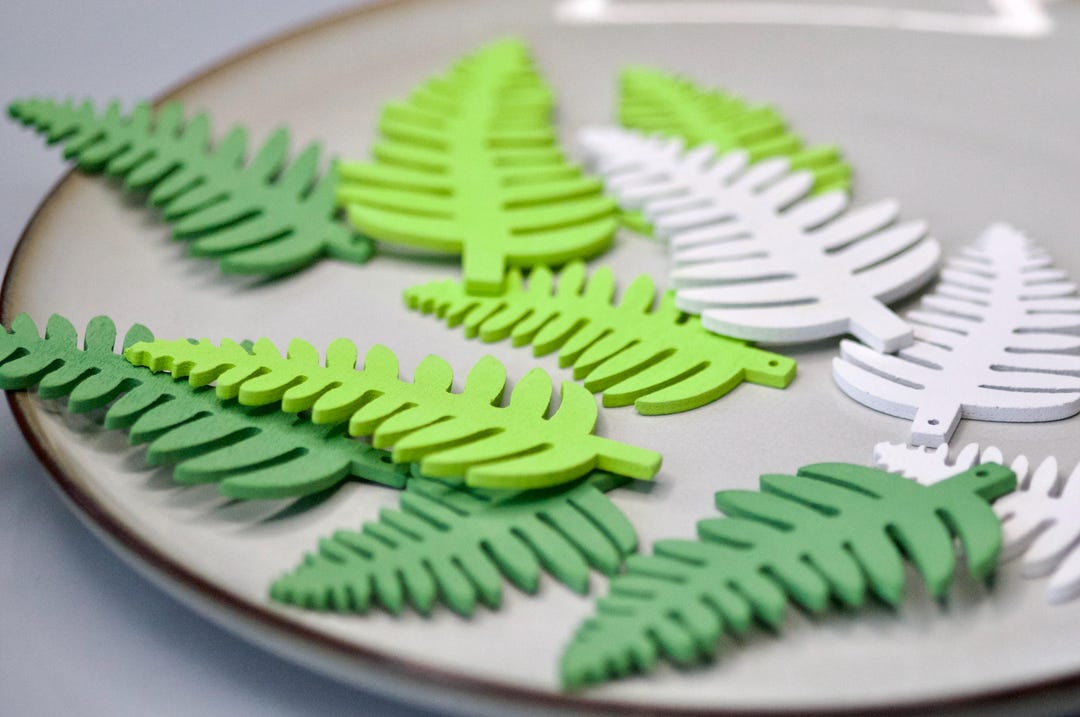 12pics Wooden Fern Leaves 2 Sizes, Mix 3 Colours, Fall Home Decor ...