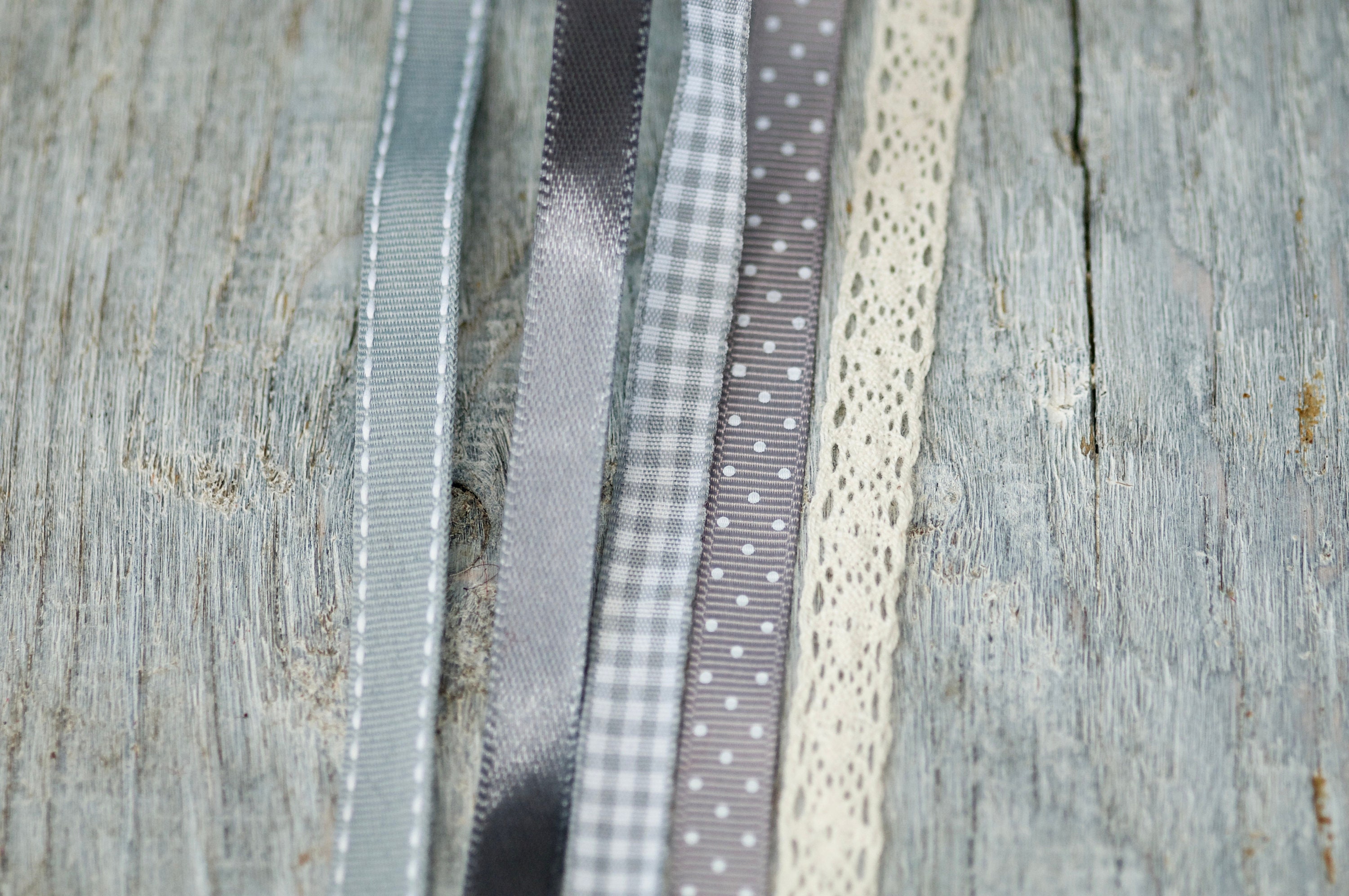 Set of 5 Decorative Grey Ribbons, Florist Ribbons, Bouquet Ribbons Mix ...