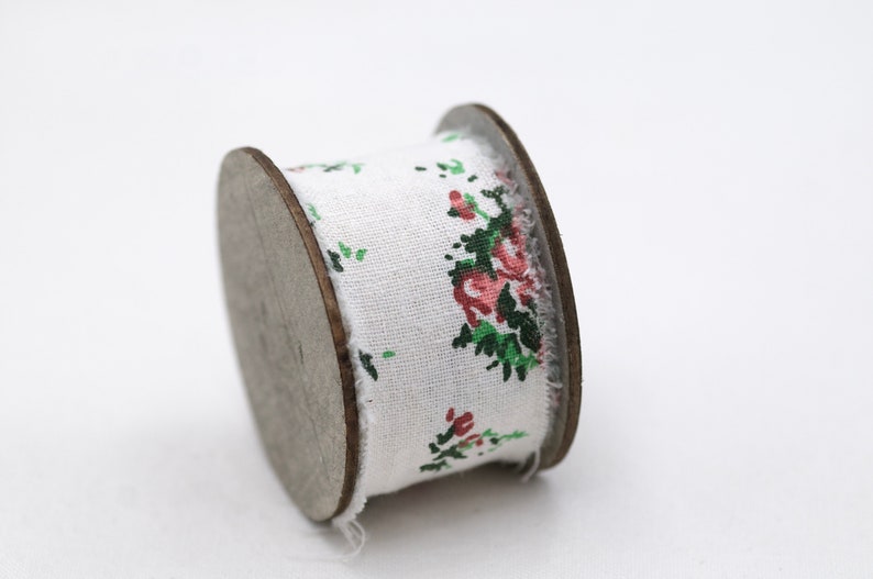 Shabby Chic Flower Linen Ribbon 3mx4cm Floral Design, Decorative Ribbon ...