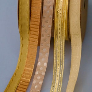 Gold Decorative Ribbon Set of 5 Summer Ribbons, Florist Ribbons ...