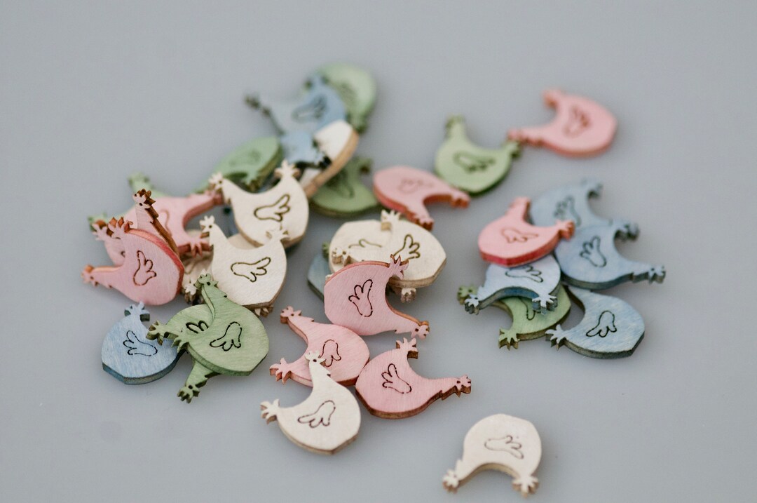 Wooden Hens Cutouts 12pic, Miniature Garden Animal, Small Rustic Wood ...