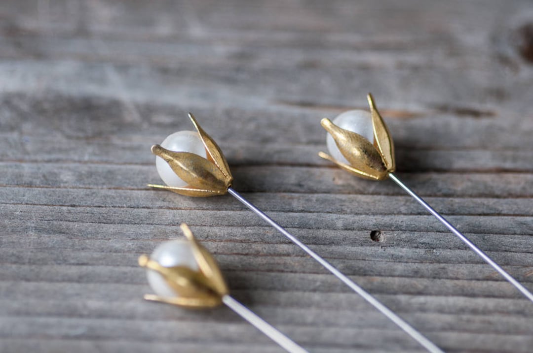 Large Flower Head Pins Decorative Pins Golden Wedding Pins Florist Pins ...