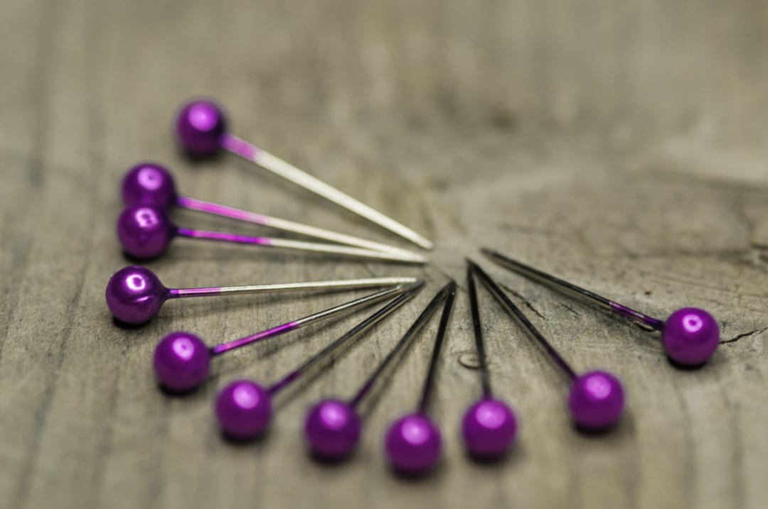 22mm Long Head Pins, Small Pins, Shiny Purple Pins, Corsage Pins, Craft ...