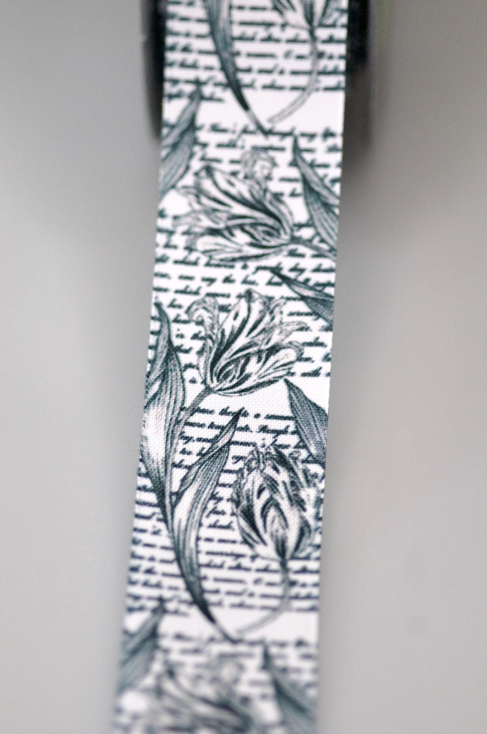 Grey Flower Tulip Printed Ribbon 3.5cmx10m, Fall Decorative Ribbon ...