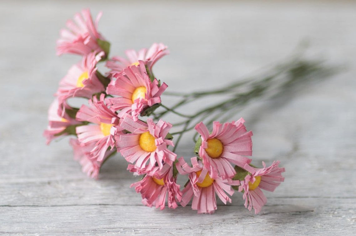 Pink Daisy Flowers Miniature Flowers Paper Flowers Paper Daisy - Etsy
