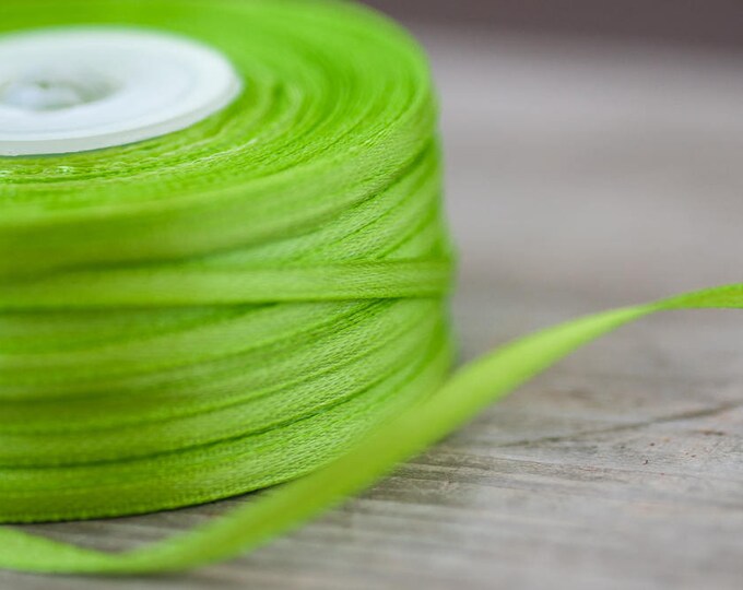 Bright Green 3mm Satin Ribbon Thin Craft Ribbon Decorative Ribbon ...