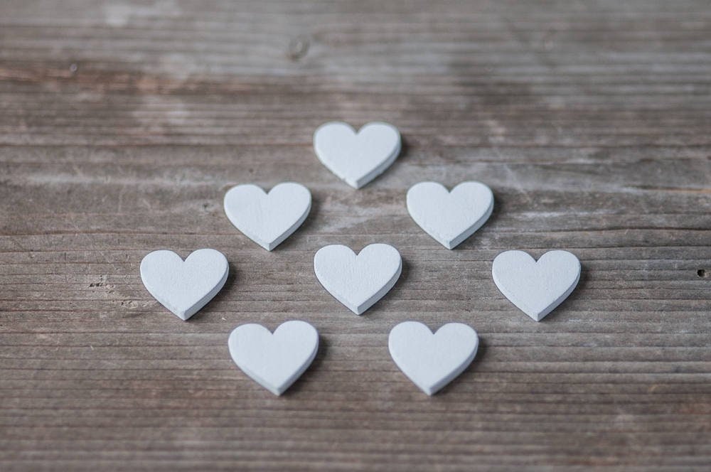 White Wooden Hearts Wedding Decor 2cm Rustic Craft Hearts - Etsy