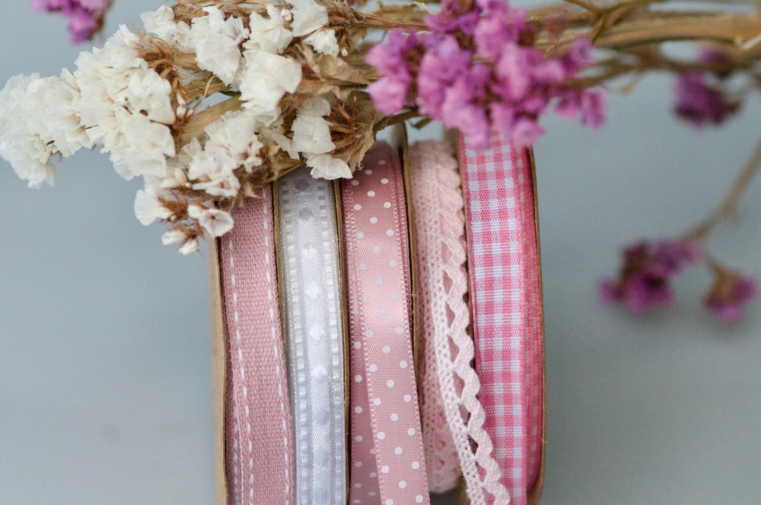 Pink Decorative Ribbon Set of 5 Summer Ribbons, Florist Ribbons ...