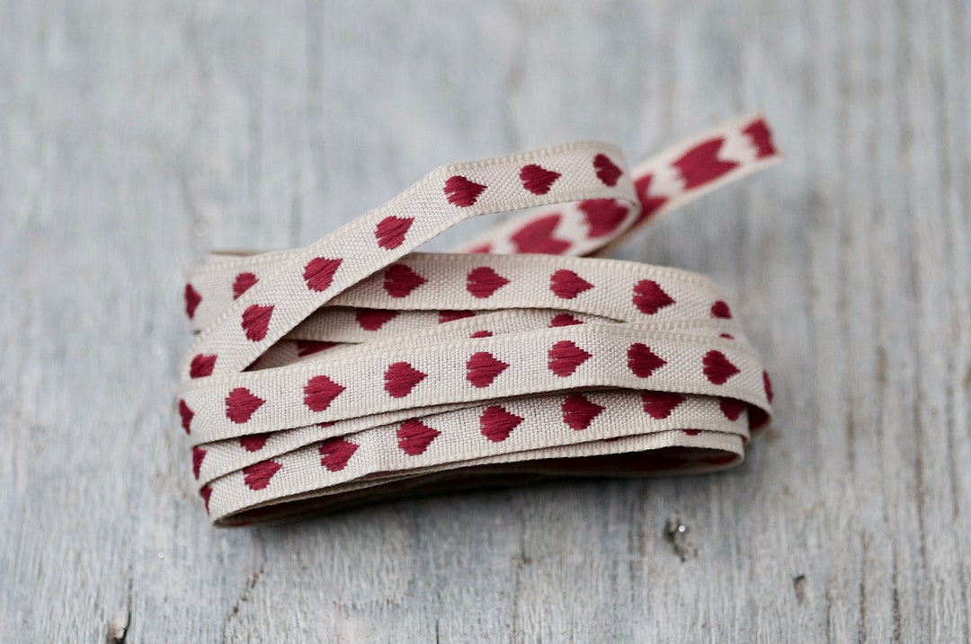 Red Heart Woven Ribbon 1cm Wide 3m Long, Beautiful Heart Ribbon, Autumn ...
