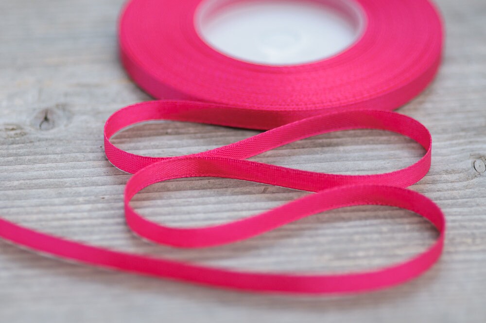 Ruby Pink Ribbon 35yard 6mm Ribbon Thin Ribbon Wedding | Etsy