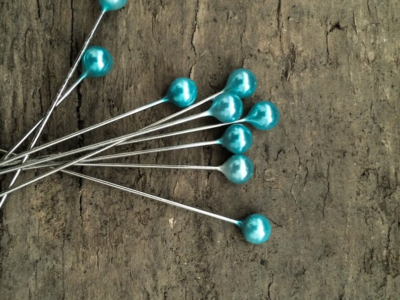 Blue Ball Point Pins Corsage Pins Blue Sewing Pins 5cm Long Turquoise ...