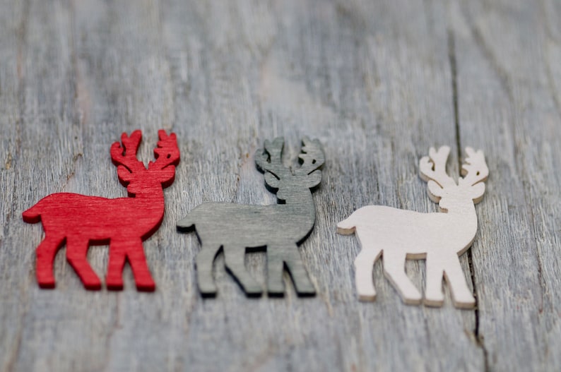 12pics Xmas Reindeer Wood Ornaments, Rustic Christmas Wooden Reindeer ...
