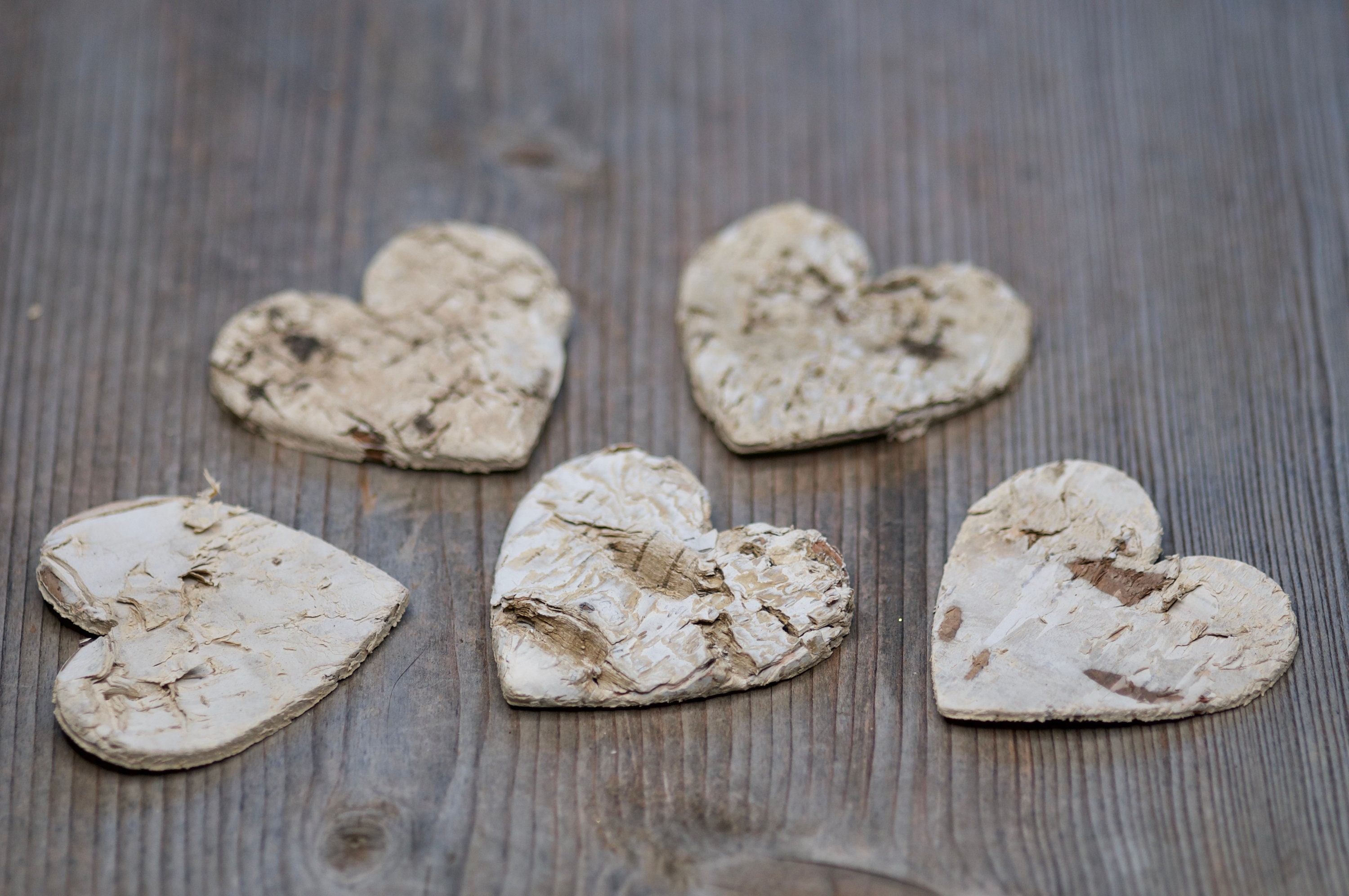 Birch Bark Heart 6cm Wedding Heart Decoration, Heart Confetti, Wooden ...