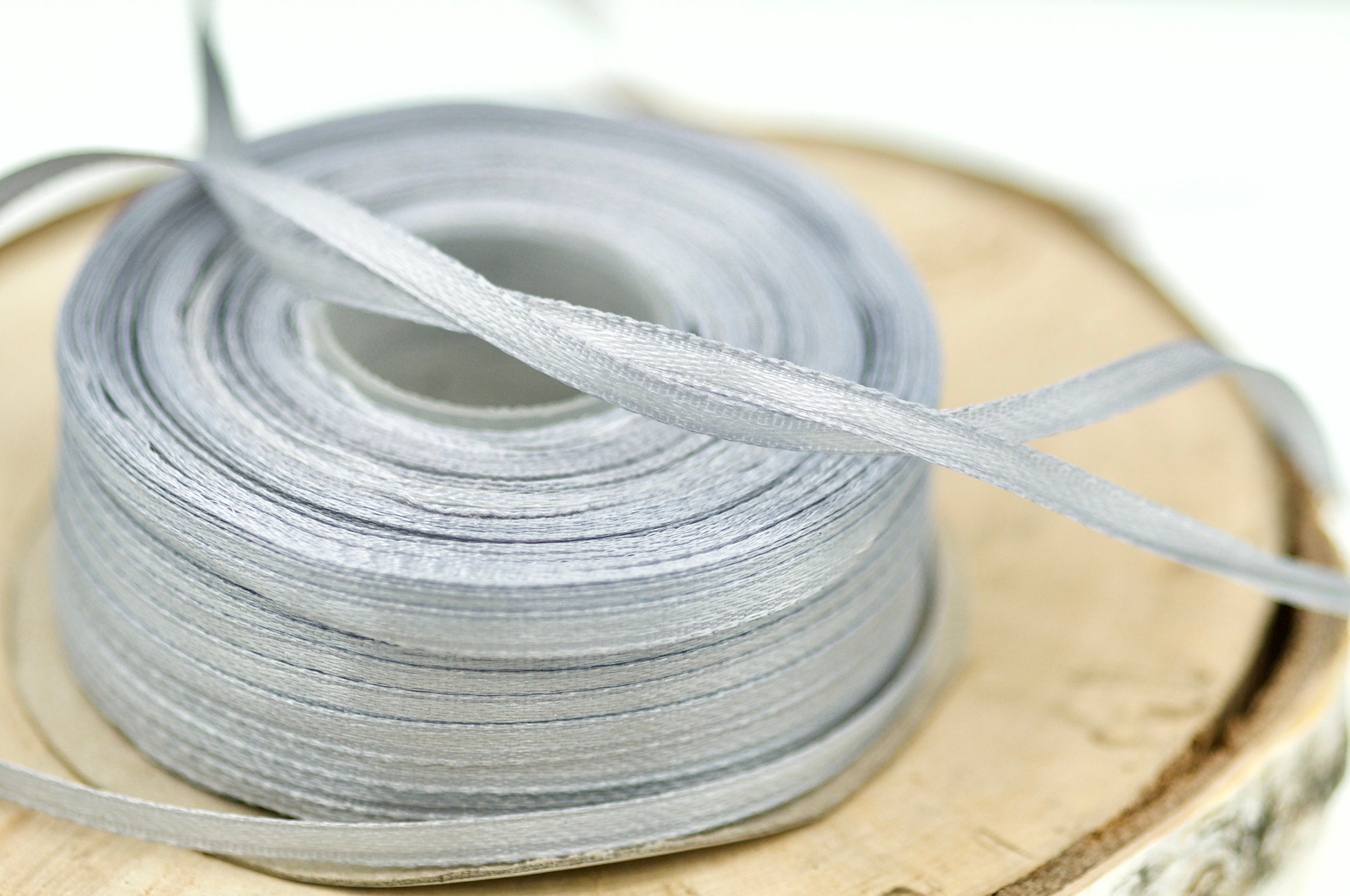 Grey Ribbon 3mm Light Grey Satin Ribbon 99.5 Yard Skinny - Etsy