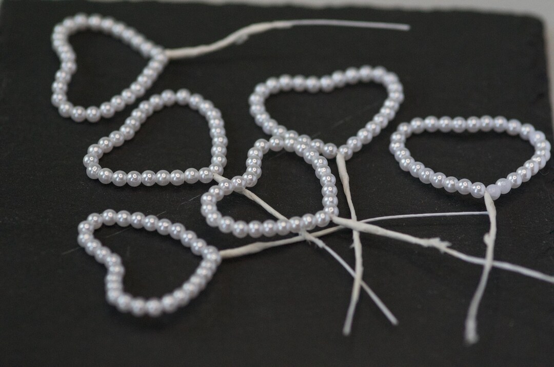 6 Acrylic Pearl Heart Wedding Decor Picks, 4x3cm White Hearts Picks ...