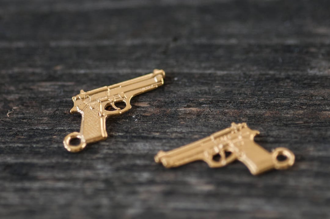 Pistol Charm 24k Gold Plated Over Sterling Silver Cowgirl Gun Charm ...