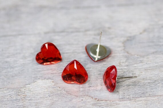 Red Heart Push Pins Wedding Push Pins Thumbtacks Pins Wedding - Etsy