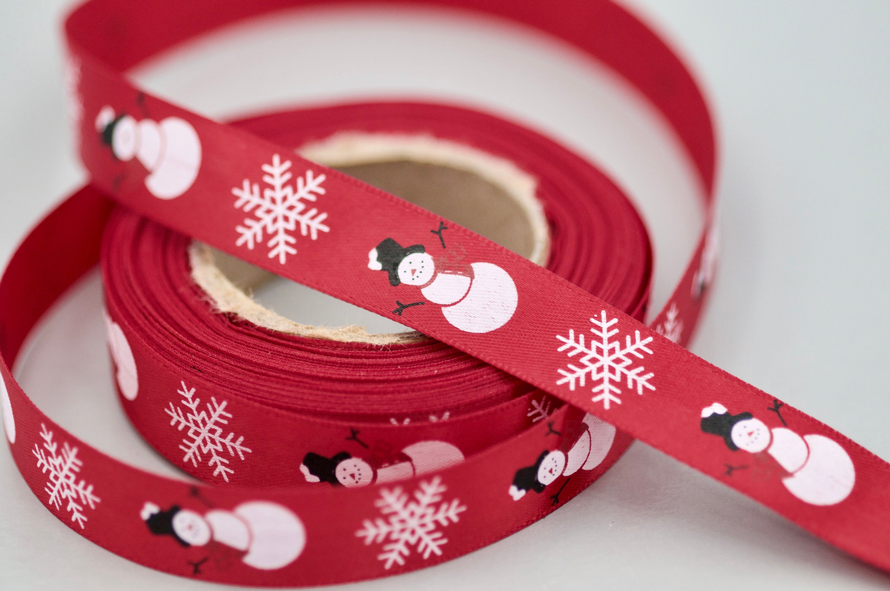 Red Winter Snowman Ribbon Satin Ribbon 2cm thick 10m long | Etsy
