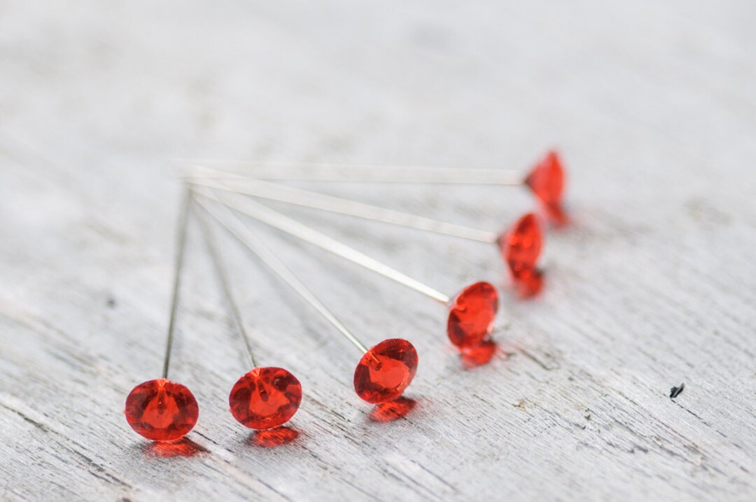 Red Diamond Head Pins 9mm Diameter Plastic Pins Decorative - Etsy