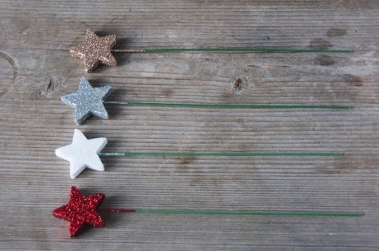 Glittering Red Christmas Star Toppers 4cm Large Star Toppers - Etsy