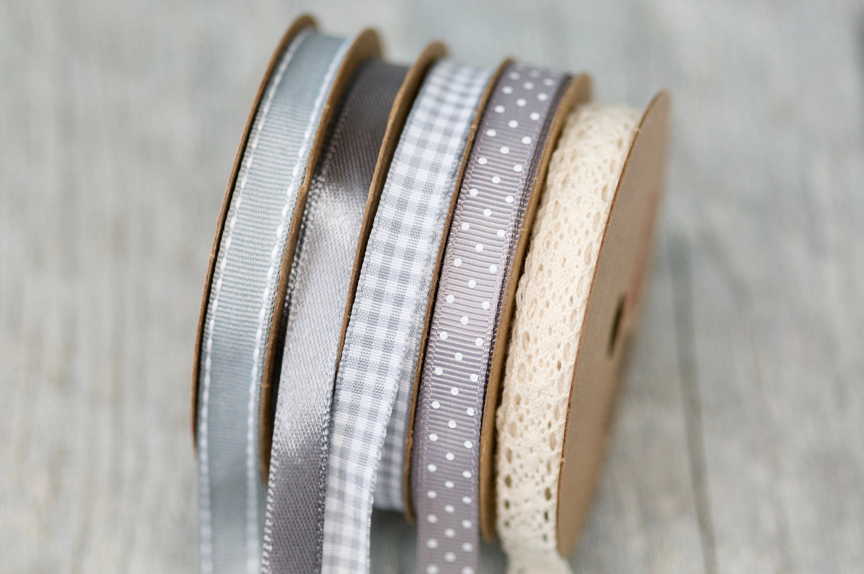 Set of 5 Decorative Grey Ribbons Florist Ribbons Bouquet | Etsy