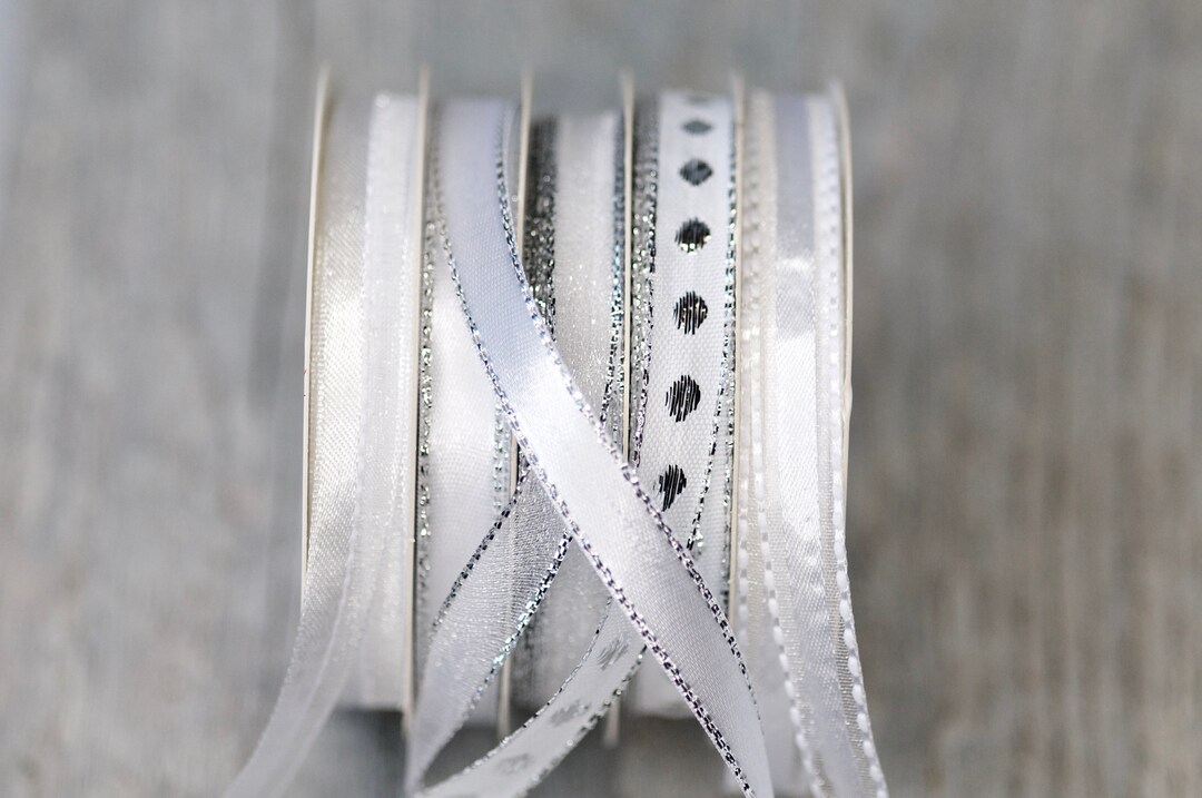 Set of 5 White Ribbons, Wedding Ribbons, White Decorative Ribbons ...