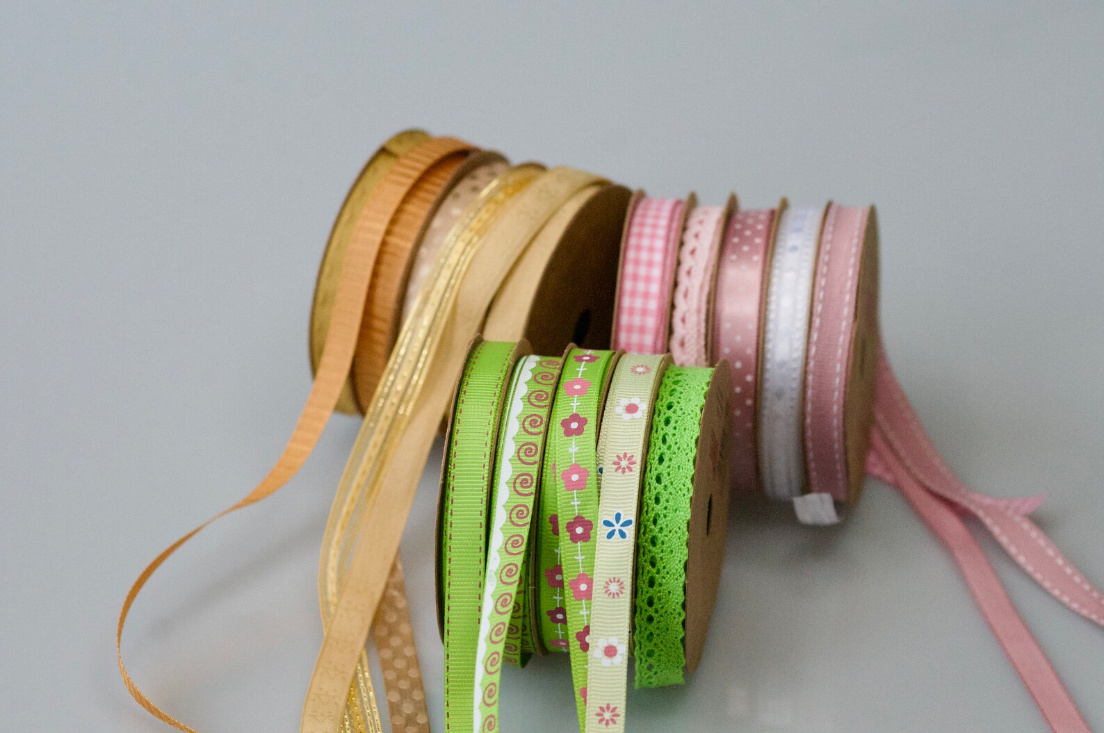Gold Decorative Ribbon Set of 5 Summer Ribbons, Florist Ribbons ...