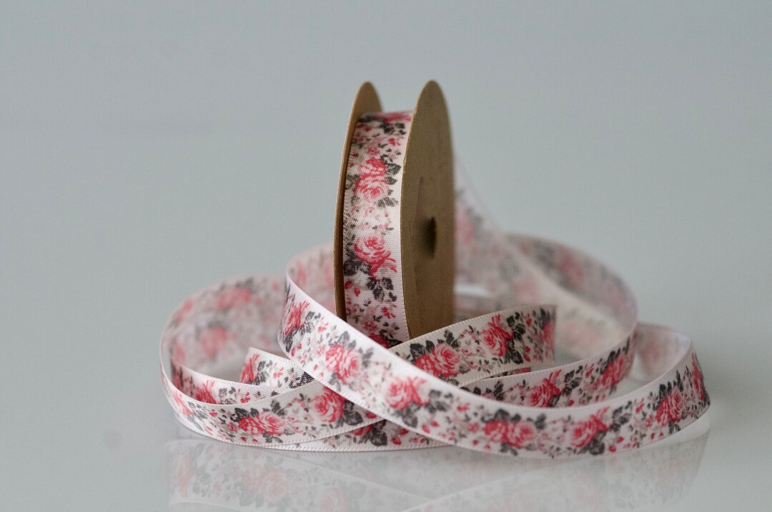 Pink Rose Ribbon 10m Long 1.5cm Wide, Craft Satin Ribbon, Florist ...