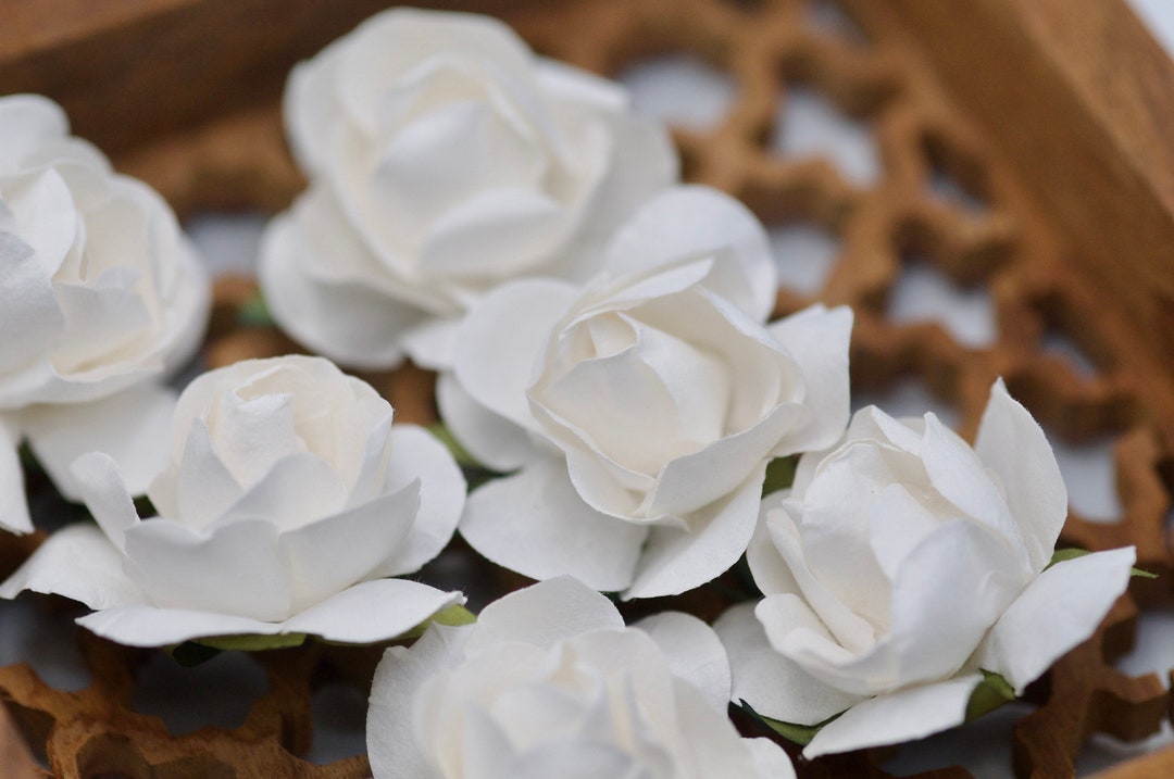 Small White Roses Paper Flowers, DIY Craft Flowers Head Crown Flowers ...